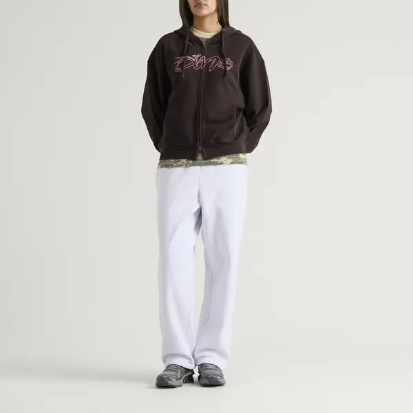 DIME Distressed Terry Zip Hoodie - Brown