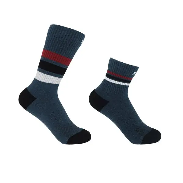 PEPER HAROW - MADE IN ENGLAND Quarter Crew & Striped Navy Luxury Sports Socks Bundle - Blue