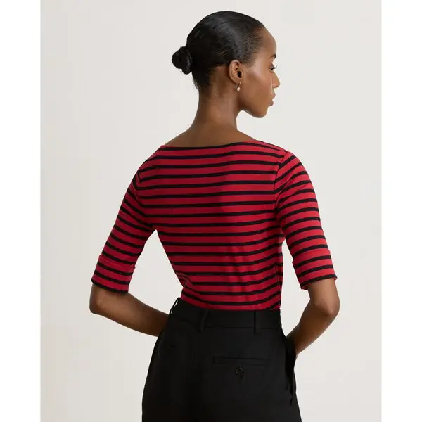 Ralph Lauren Striped Stretch Cotton Boatneck Tee