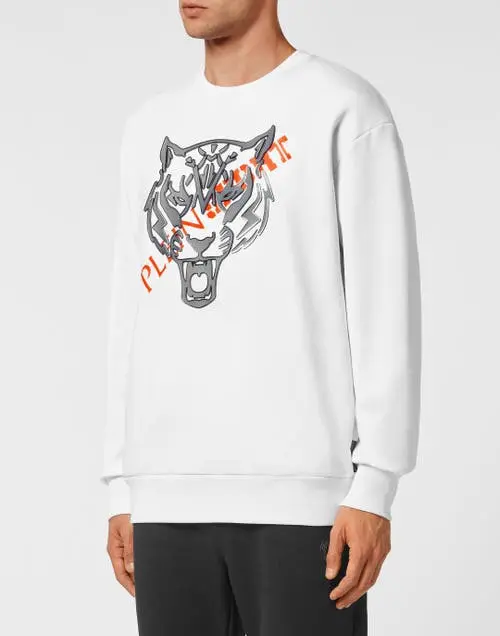 PLEIN SPORT Longsleeve Sweatshirt Tiger - White