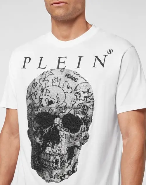 Philipp Plein T-shirt Round Neck Ss Skull With Crystals