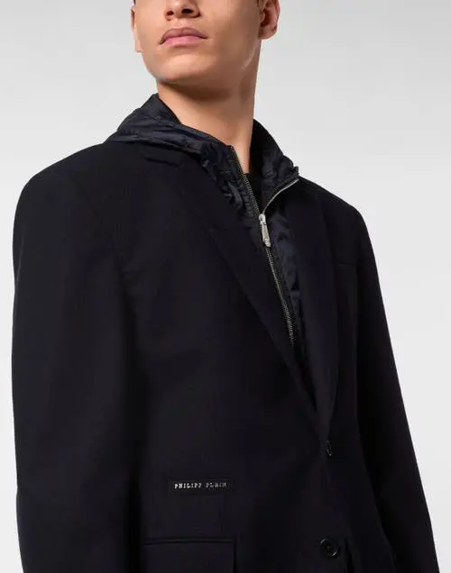 Philipp Plein Water Repellent Wool Hooded Blazer