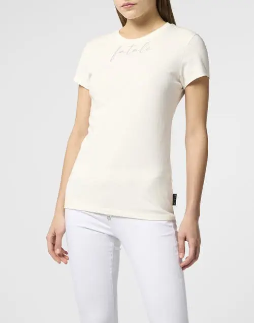 Philipp Plein Sexy Pure Fit T-shirt Strass Fatale - Offwhite