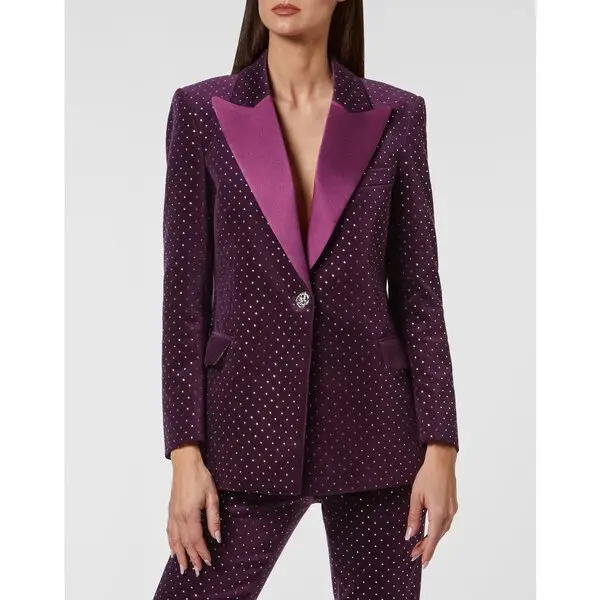 Philipp Plein Blazer Fit With Crystals - Purple