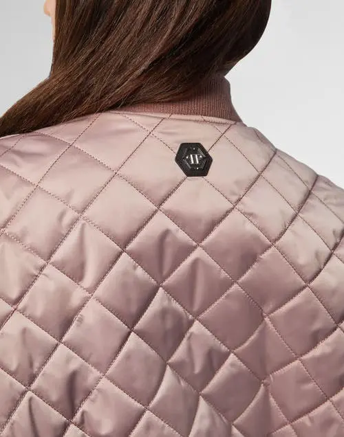 Philipp Plein Nylon Oversize Bomber Matelasse Diamond Signature