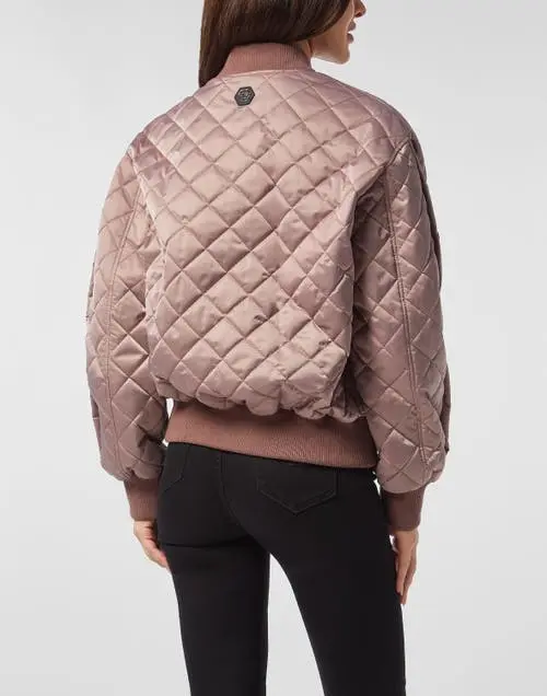 Philipp Plein Nylon Oversize Bomber Matelasse Diamond Signature