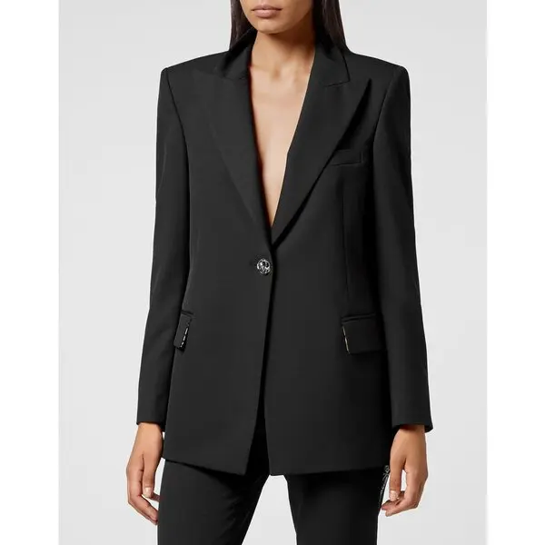 Philipp Plein Cady Blazer Crystal Skull With Crystals - Black