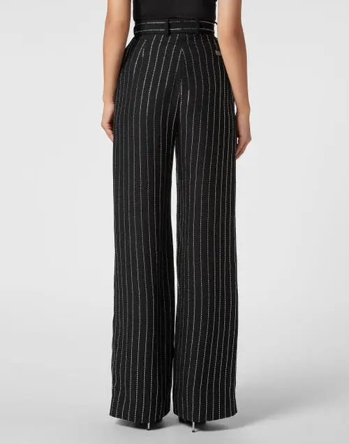 Philipp Plein Cady Trousers Fit Crystal Pinstripe