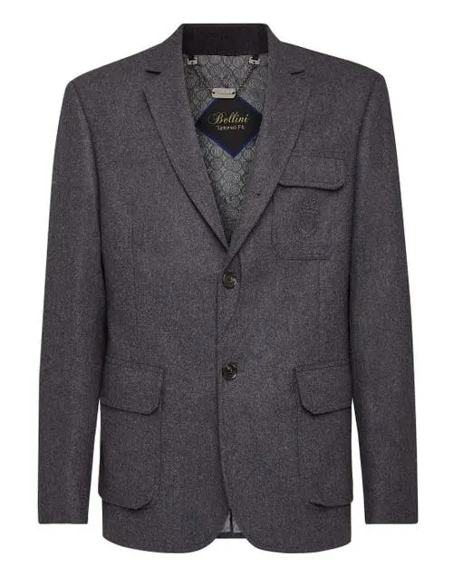 BILLIONAIRE Wool Cashmere Blazer Tailored Fit Crest - Black