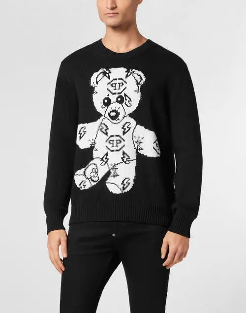 Philipp Plein Round Neck Pullover Teddy Bear