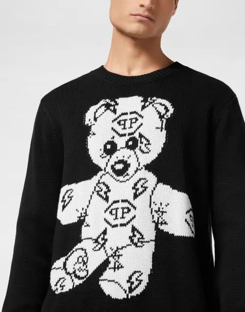 Philipp Plein Round Neck Pullover Teddy Bear