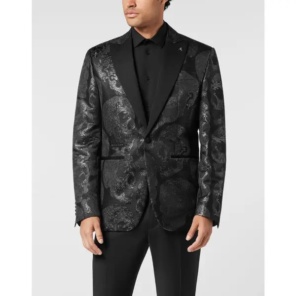 Philipp Plein Jacquard Lord Fit Blazer All Over Skull