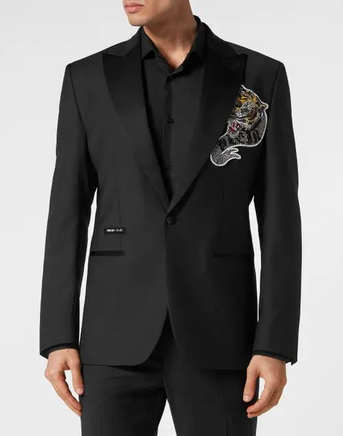 Philipp Plein Wool Blazer Lord Fit Tattoo