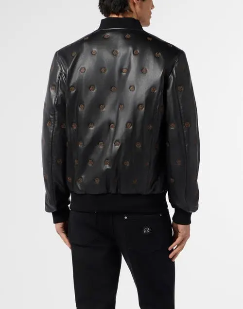 Philipp Plein Embroidered Nappa Leather Bomber Monogram Monogram