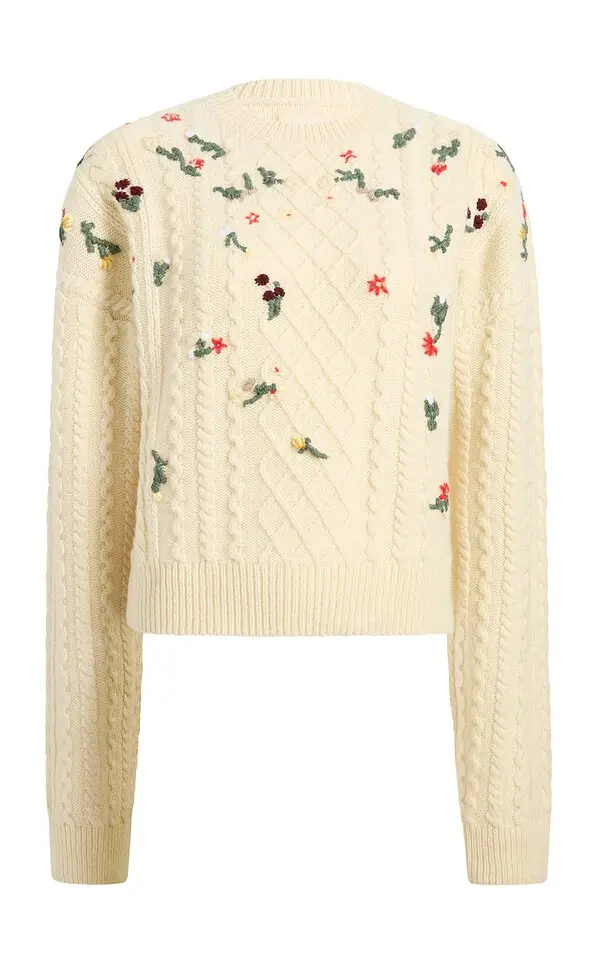 Khaite Elias Embroidered Cashmere-mohair Sweater - Off-white
