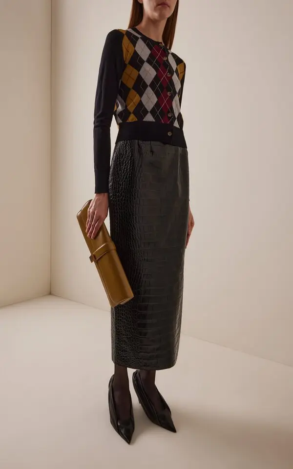 Khaite Rita Argyle Wool-silk Cardigan