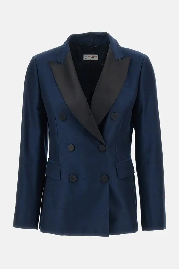 Alberto Biani Double-breasted Tuxedo Blazer - Blu