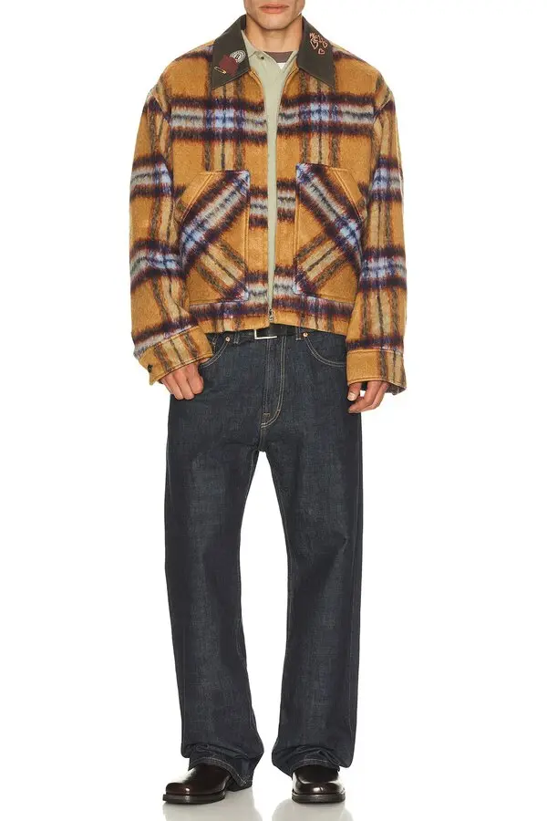 We11Done Teddy Doodle Check Pattern Jacket