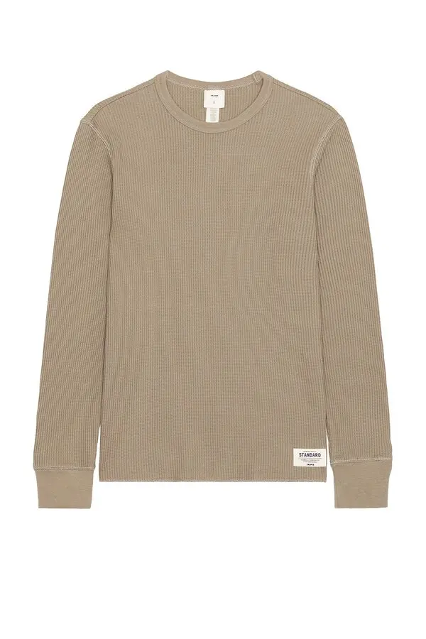 SKIMS Waffle Cropped Slim Henley In Brown - Mink