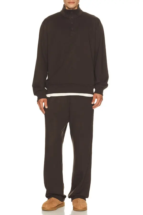 Reigning Champ Midweight Terry Standard Button Mockneck In Brown
