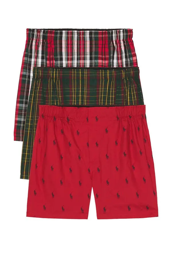 Polo Ralph Lauren Classic Fit Cotton 3 Pack Woven Boxers - Multi
