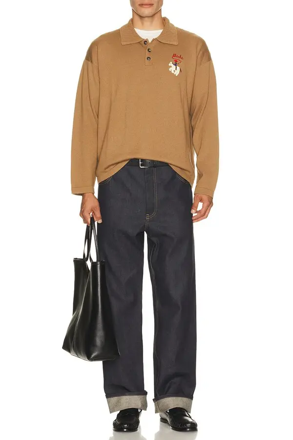 BODE Cowboy Applique Polo In Brown