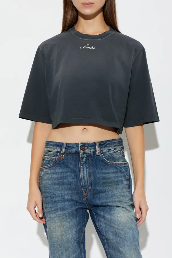 Amiri Cropped T-shirt With ‘vintage’ Effect