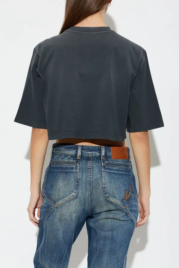 Amiri Cropped T-shirt With ‘vintage’ Effect