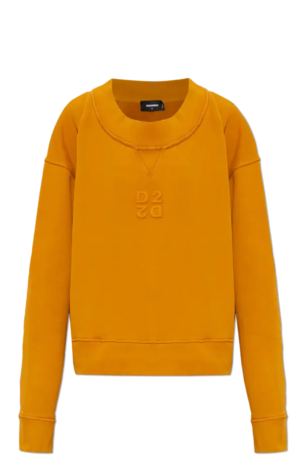 Dsquared2 Cotton Sweatshirt With Embroidered Logo - Orange