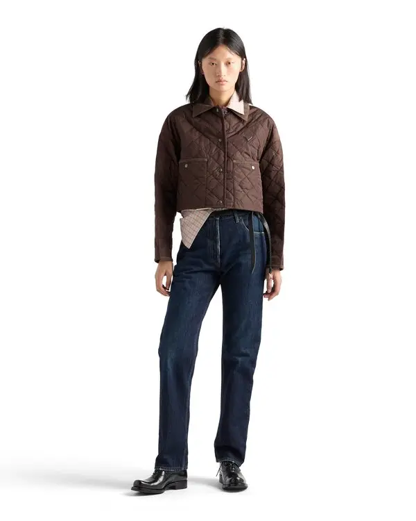Prada Lightweight Re-nylon Cropped Blouson Jacket - Brown
