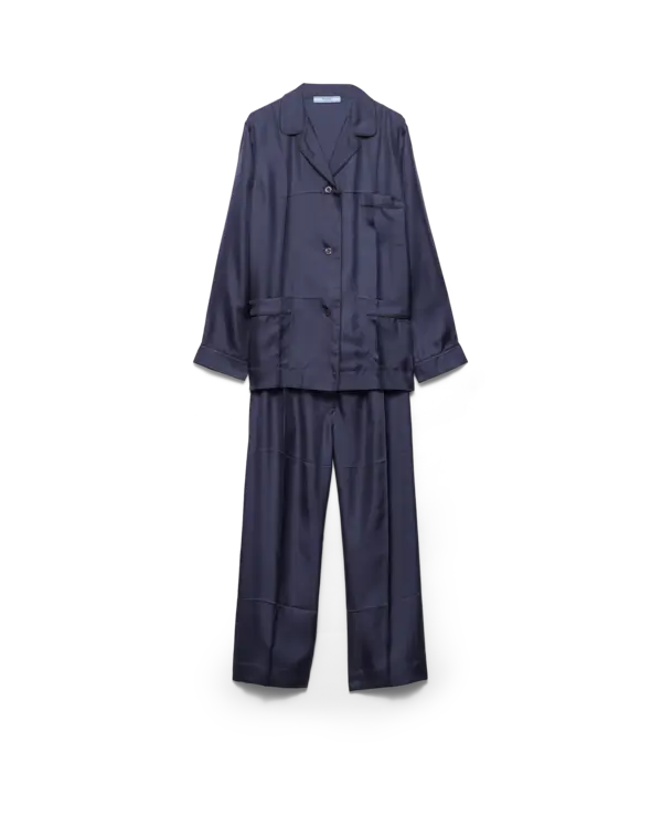 Prada Silk Twill Pajamas - Navy