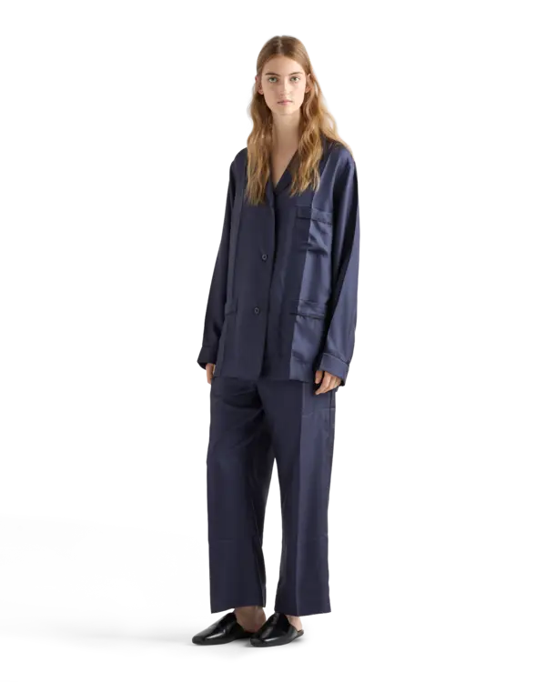 Prada Silk Twill Pajamas - Navy