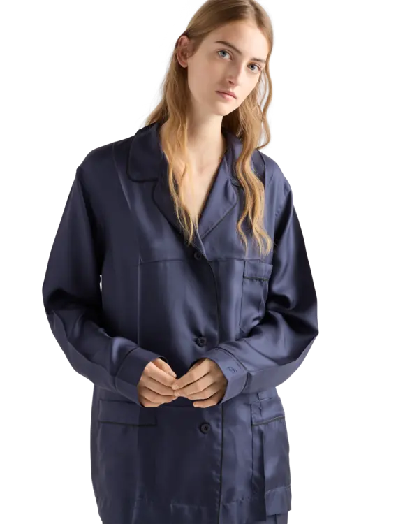 Prada Silk Twill Pajamas - Navy