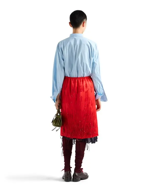 Prada Satin Skirt With Embroidery