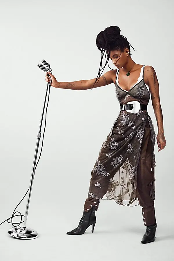 Free People Talk To Me Embellished Midi Slip Dress