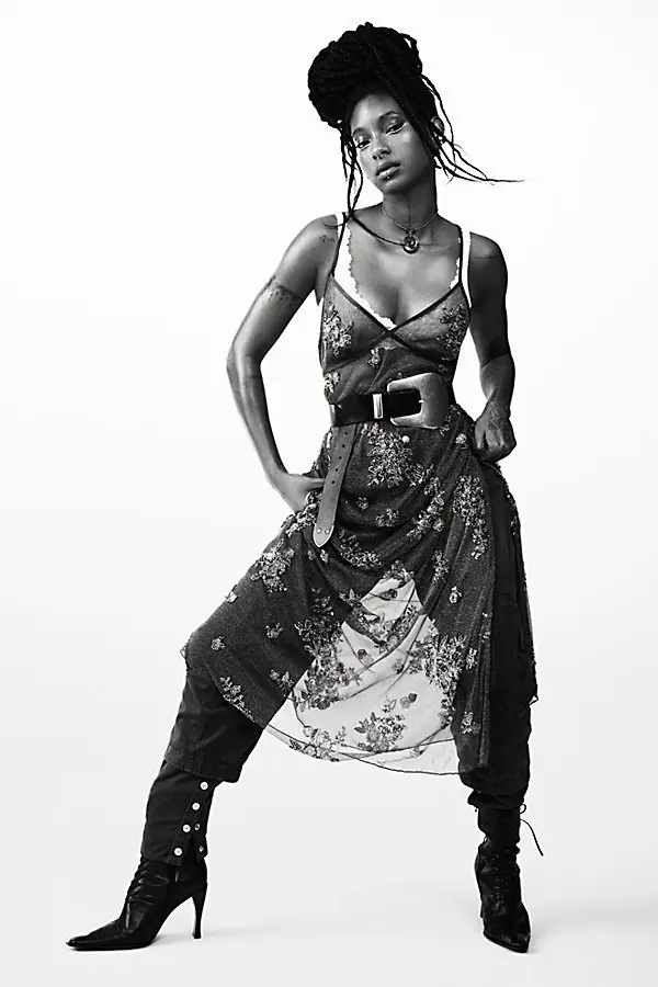 Free People Talk To Me Embellished Midi Slip Dress