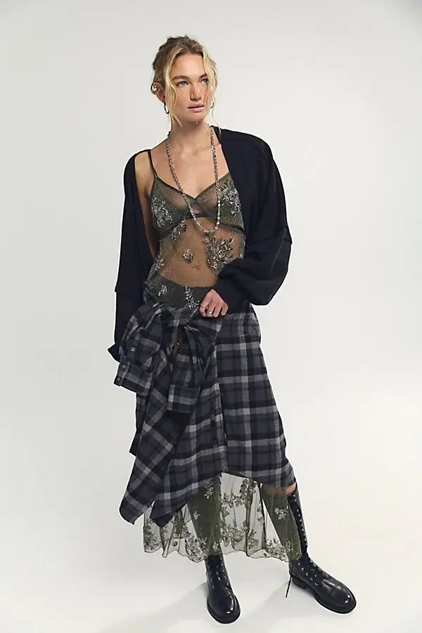 Free People Talk To Me Embellished Midi Slip Dress