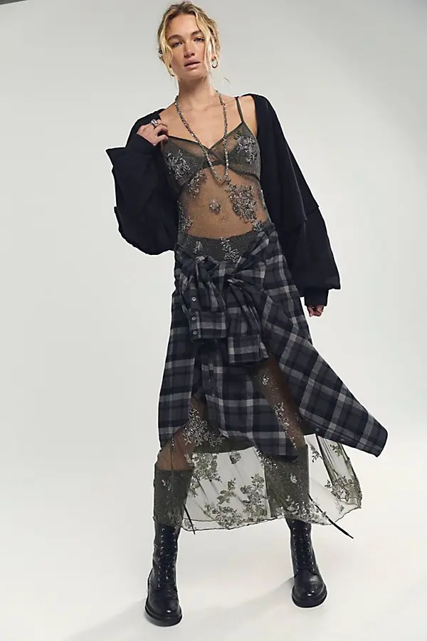 Free People Talk To Me Embellished Midi Slip Dress