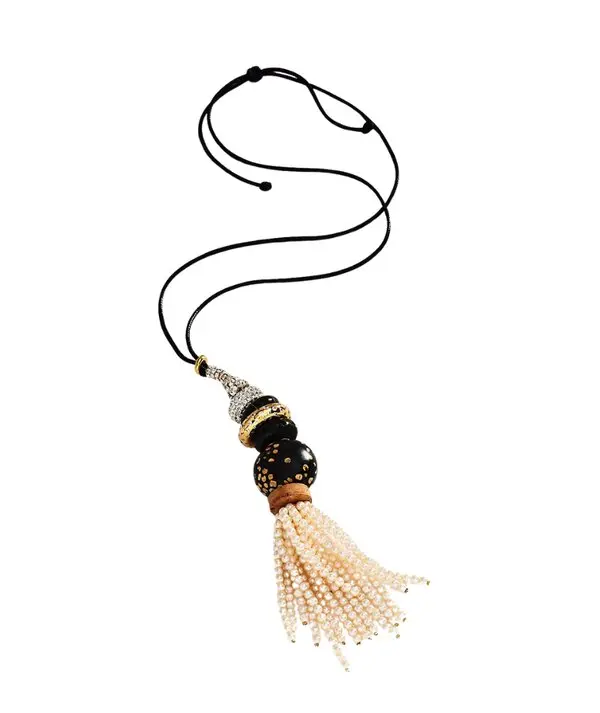 Timeless Pearly Long Corded Beaded Tassel Pendant Necklace