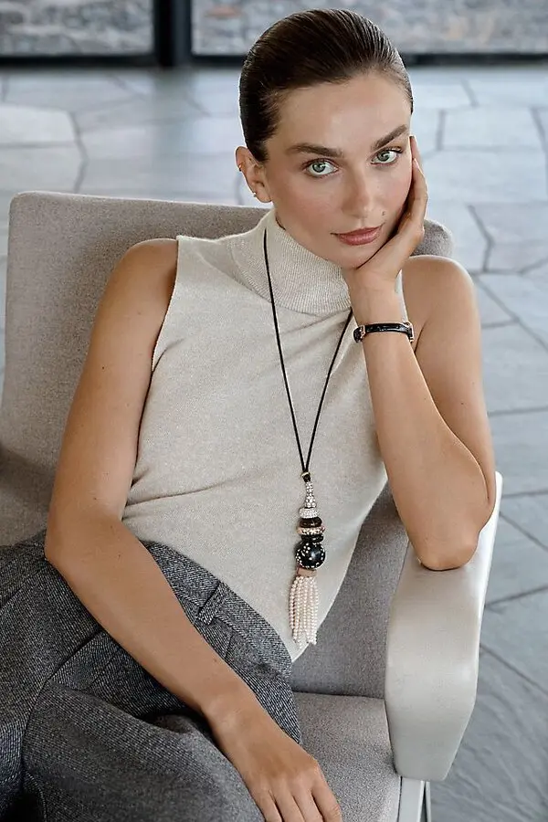 Timeless Pearly Long Corded Beaded Tassel Pendant Necklace