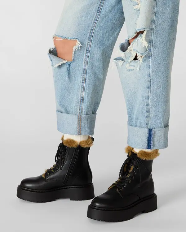 Steve Madden Buffy Faux Fur Lace-up Booties