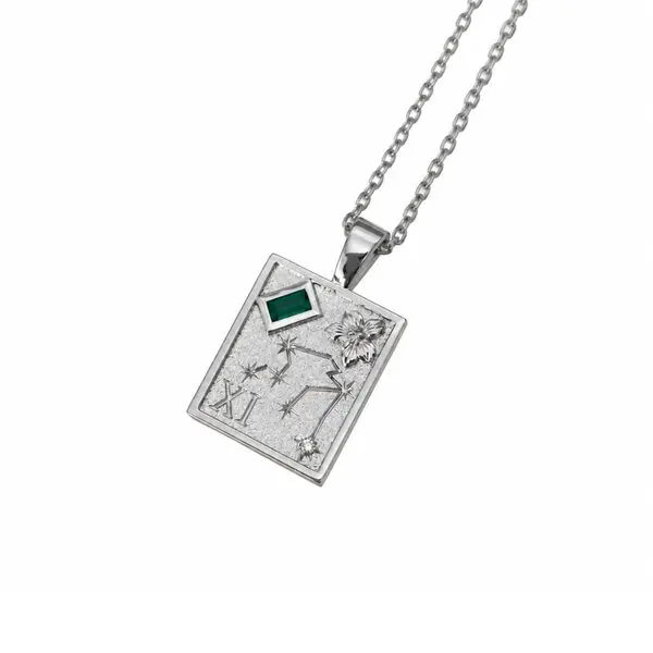 CIER Aquarius Zodiac Necklace - Silver