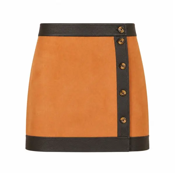 YUMI Faux Suede Border Skirt
