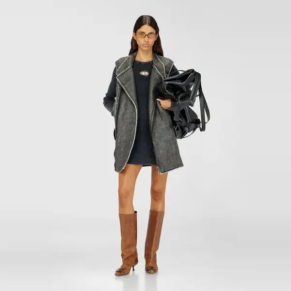 DIESEL® Short Dress In Faded Ribbed Knit - Grey