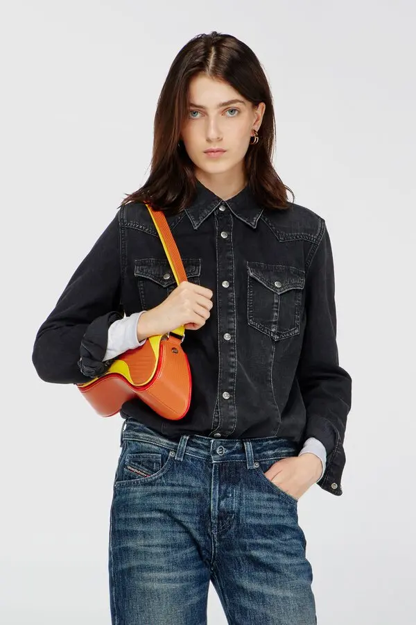 DIESEL® Western Shirt In Treated Denim - Black