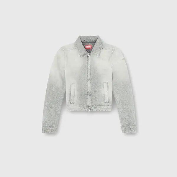 DIESEL® Jacket In Distressed Herringbone Denim - Grey