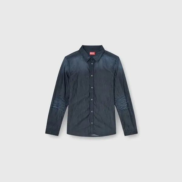 DIESEL® Shirt In Creased Denim - Blue