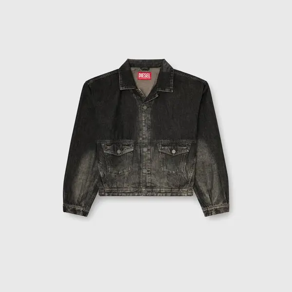 DIESEL® Trucker Jacket In Dirty-effect Denim - Black