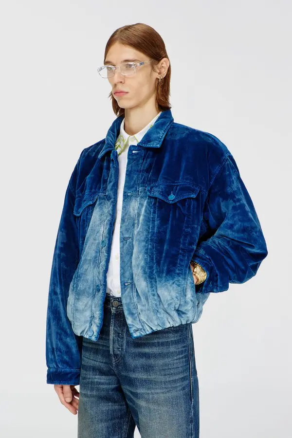 DIESEL® Elasticated Trucker Jacket In Velvet Denim