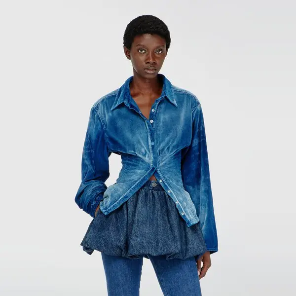 DIESEL® Shirt In Velvet Denim - Blue